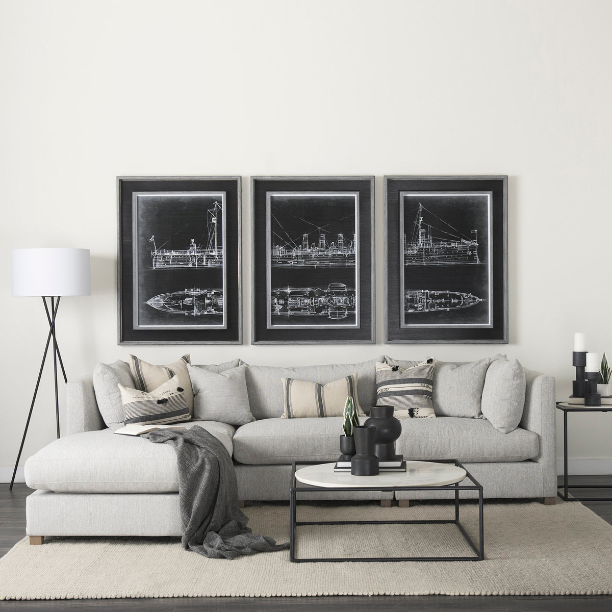 Valence 2 Piece Light Gray Modular Sofa Set