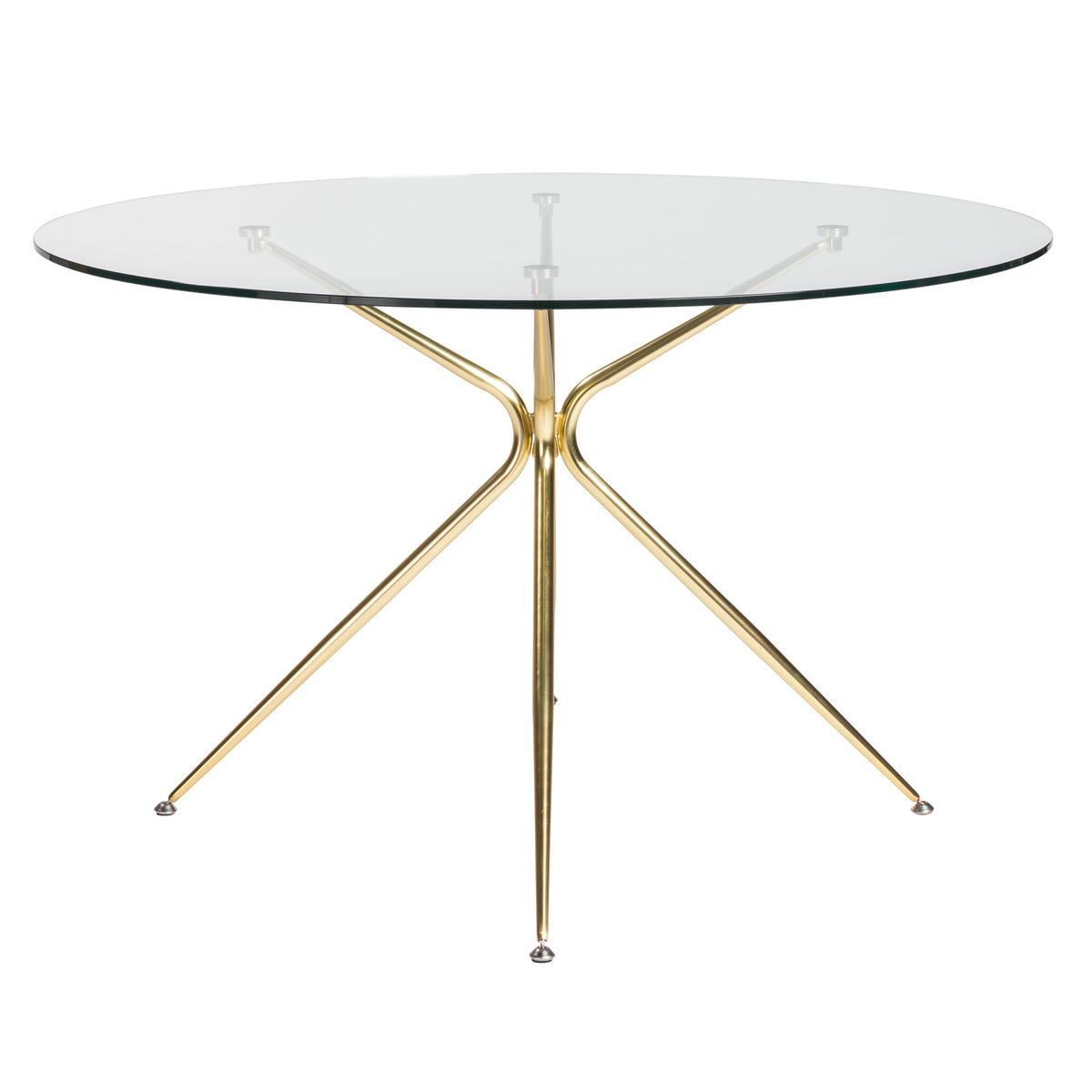 Atos 48" Round Dining Table - Clear Tempered Glass/Matte Brushed Gold