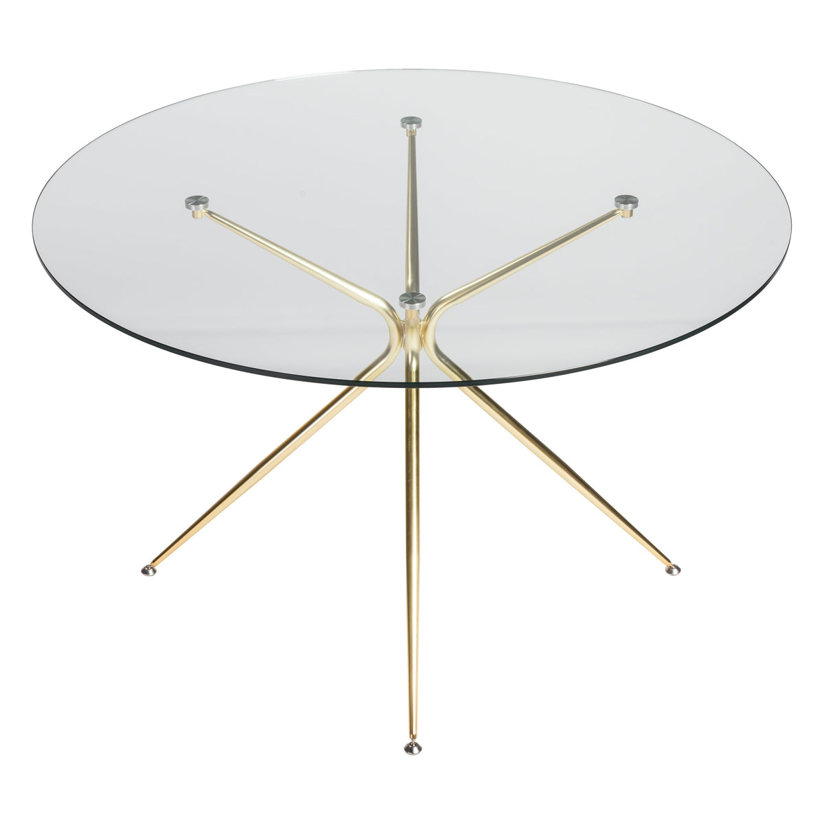 Atos 48" Round Dining Table - Clear Tempered Glass/Matte Brushed Gold