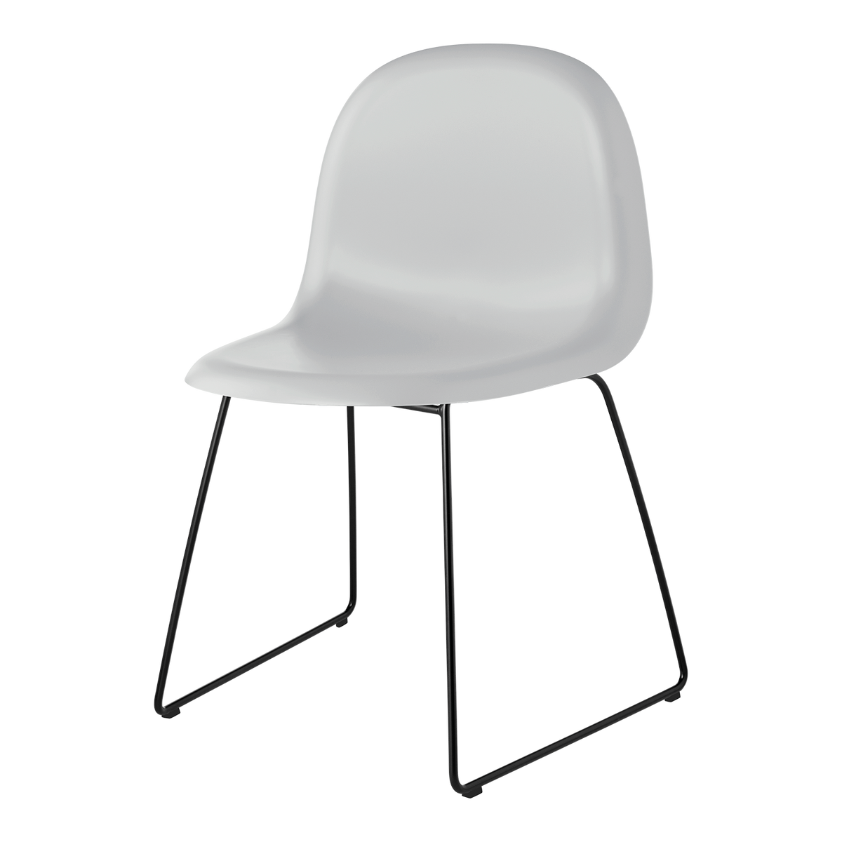 GUBI 3D Dining Chair - Un-Upholstered, Sledge base, Plastic Shell