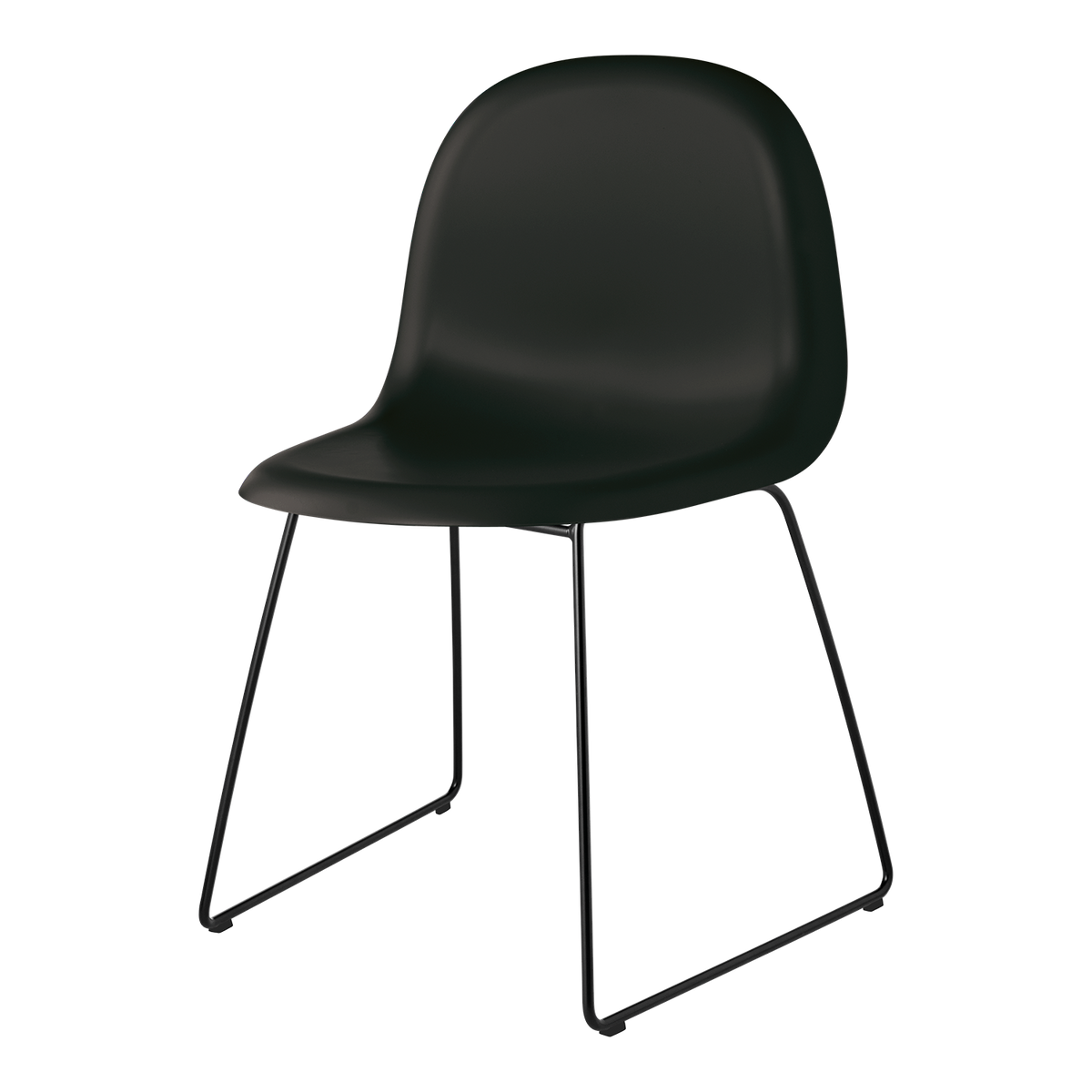 GUBI 3D Dining Chair - Un-Upholstered, Sledge base, Plastic Shell