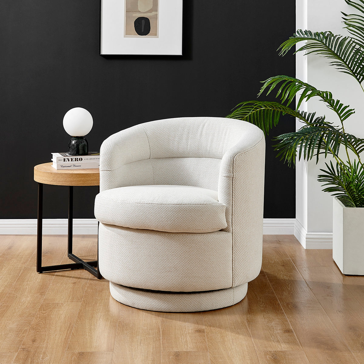 Rachel Fabric Swivel Accent Arm Chair, Cardiff Cream
