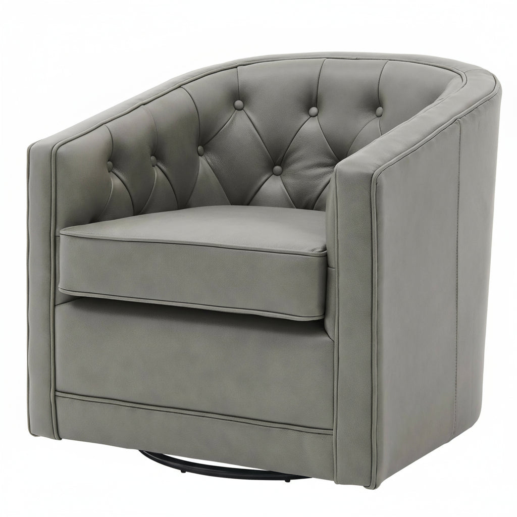 Walsh Top Grain Leather Swivel Accent Arm Chair