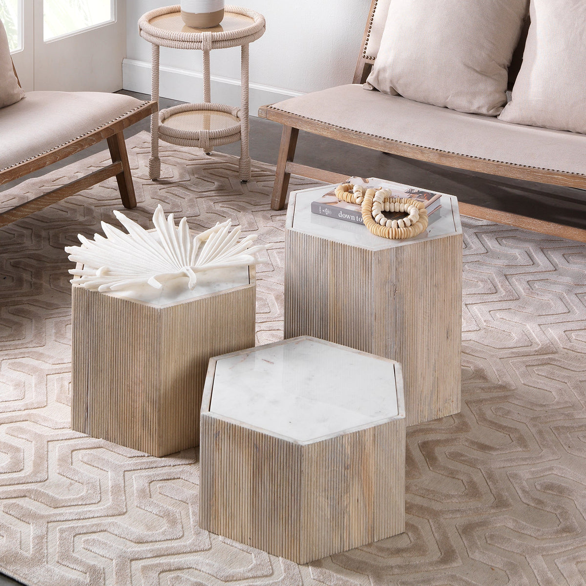 Argan Hexagon Table-Cream-20ARGA-SMWH