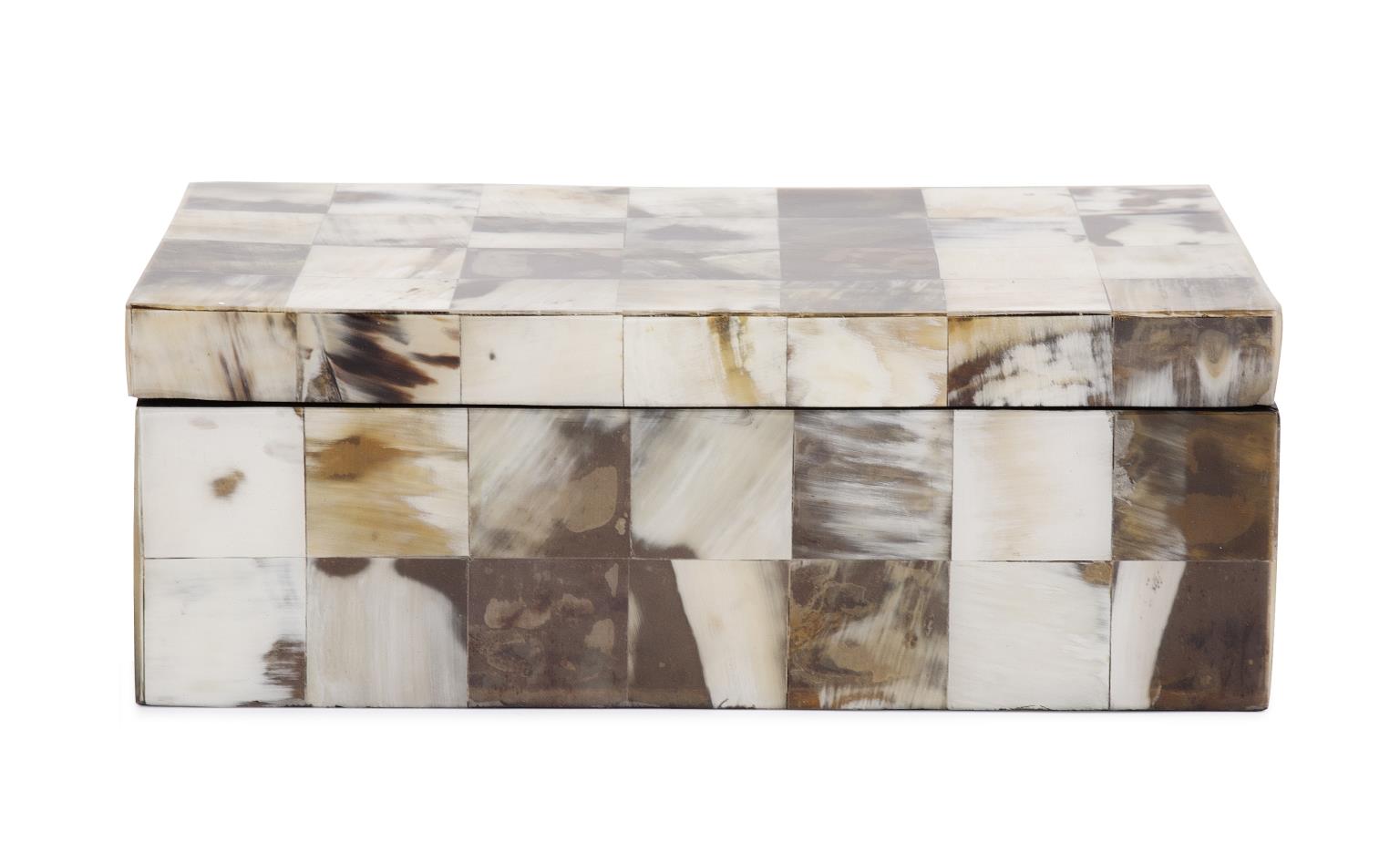 Godfrey Rectangular White Horn Tiled Box