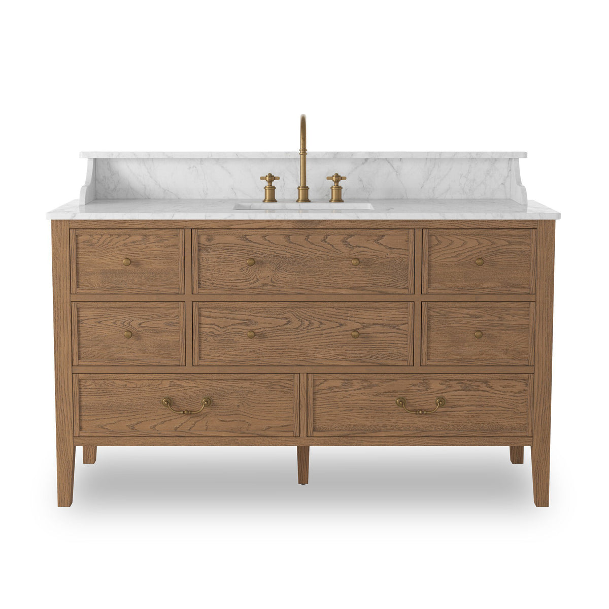 Elliston Single Wide Vanity - Satin Worn Oak Veneer