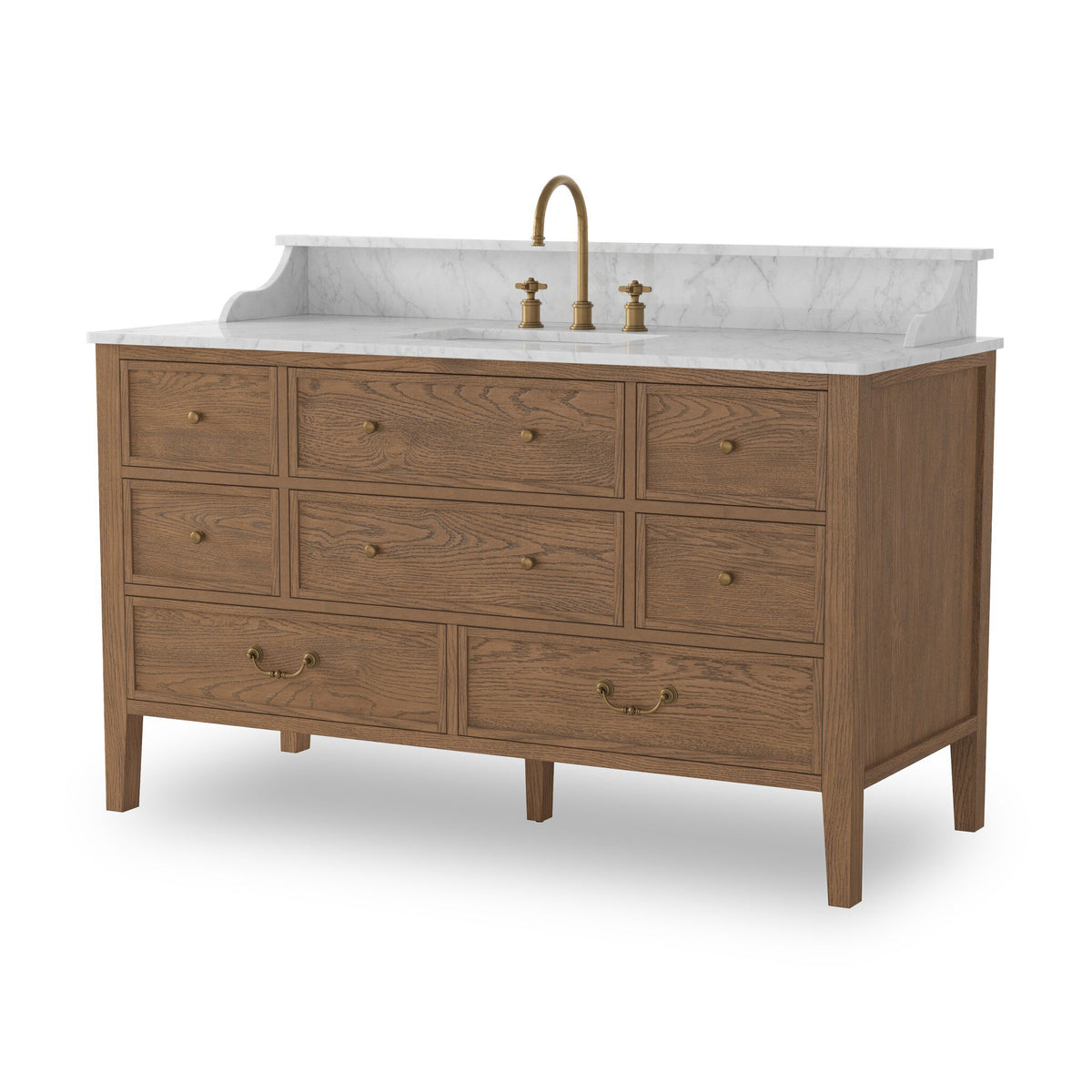 Elliston Single Wide Vanity - Satin Worn Oak Veneer