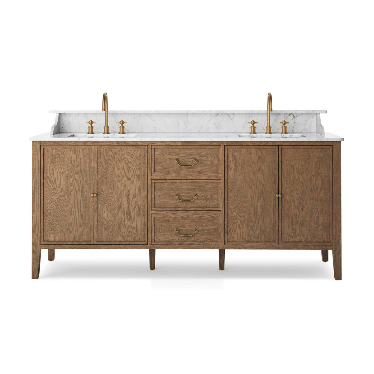 Elliston Double Vanity - Satin Worn Oak Veneer