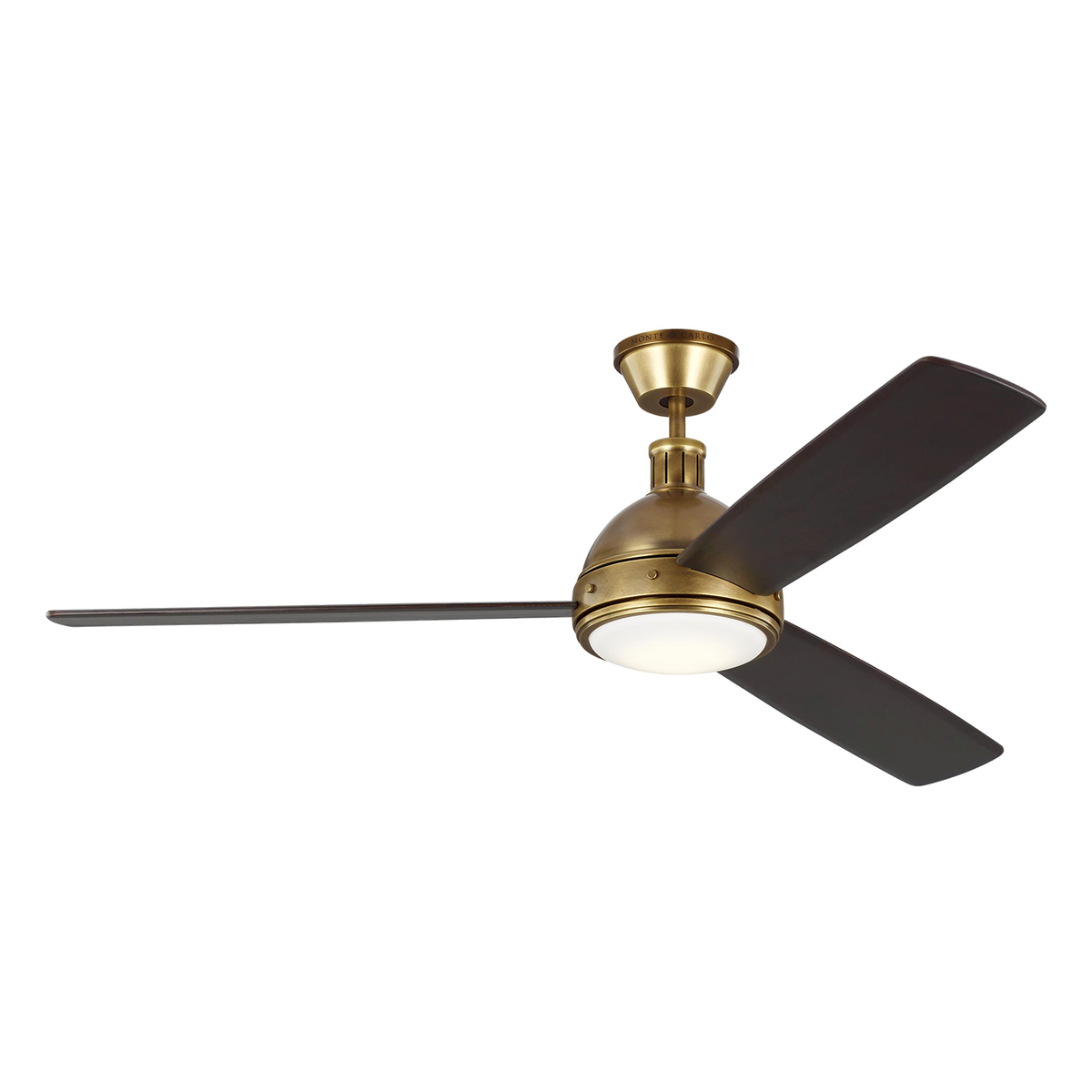 Hicks 60 LED Ceiling Fan in HandRubbed Antique Brass with Dark Mahogan