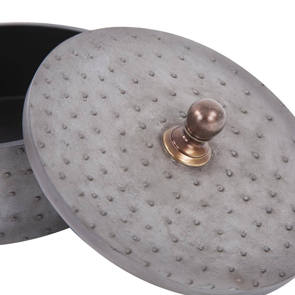 Round Faux Ostrich Skin Decorative Box
