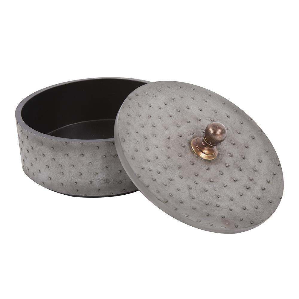 Round Faux Ostrich Skin Decorative Box