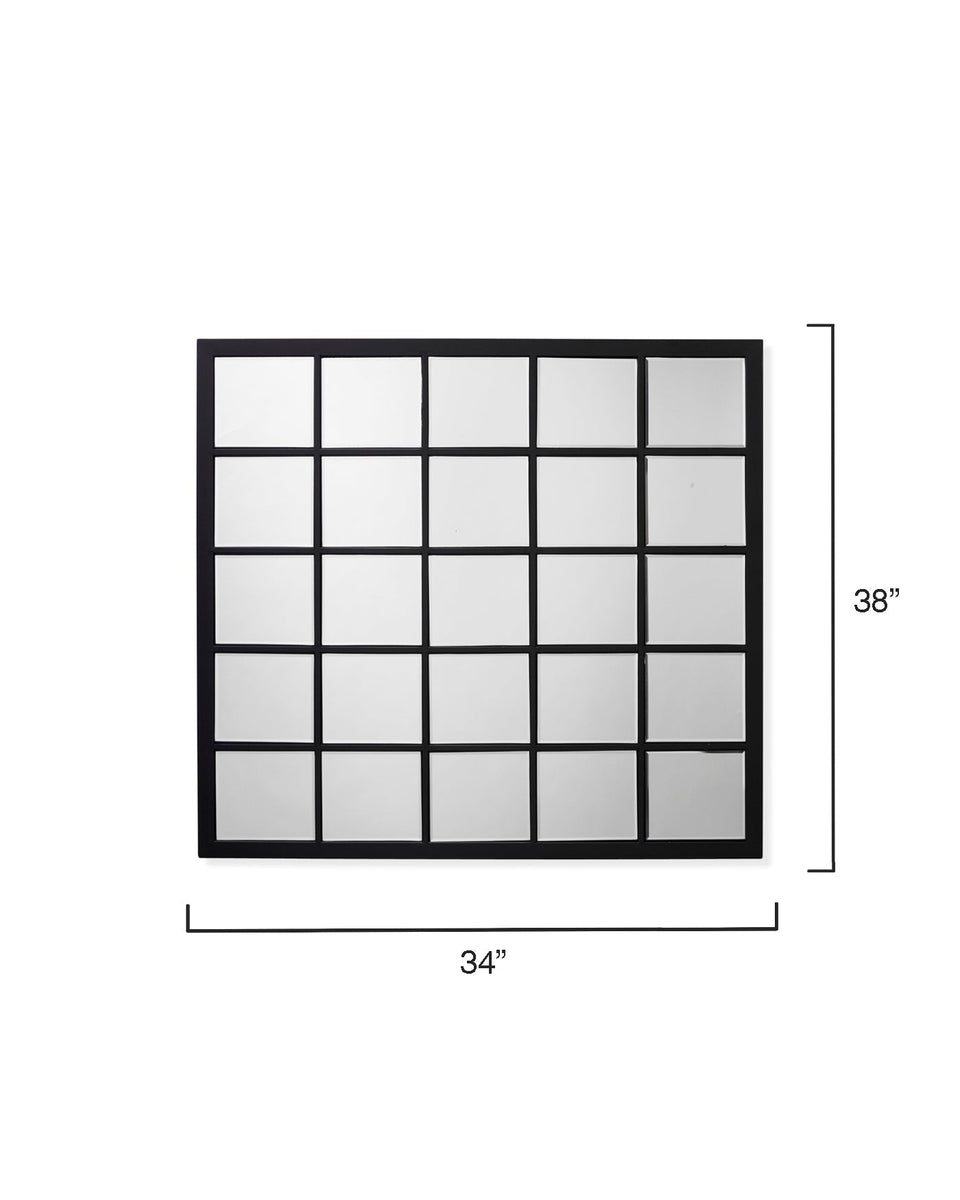 Rectangular Black Metal Grid Mirror-Matte Black