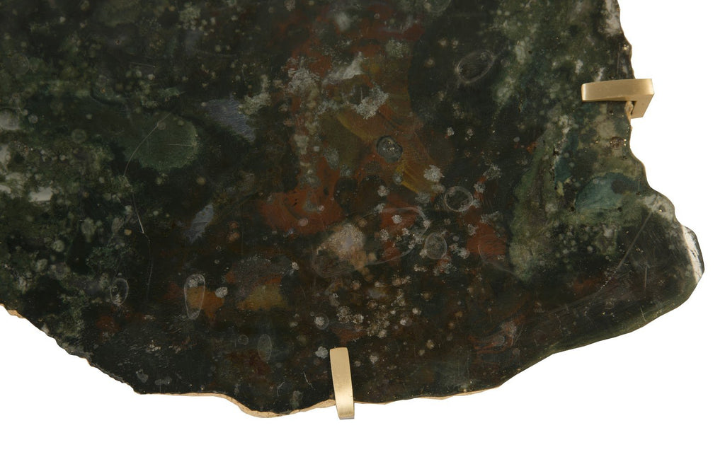 Gem Wall Tile in Brass Setting, Glacier Charcoal