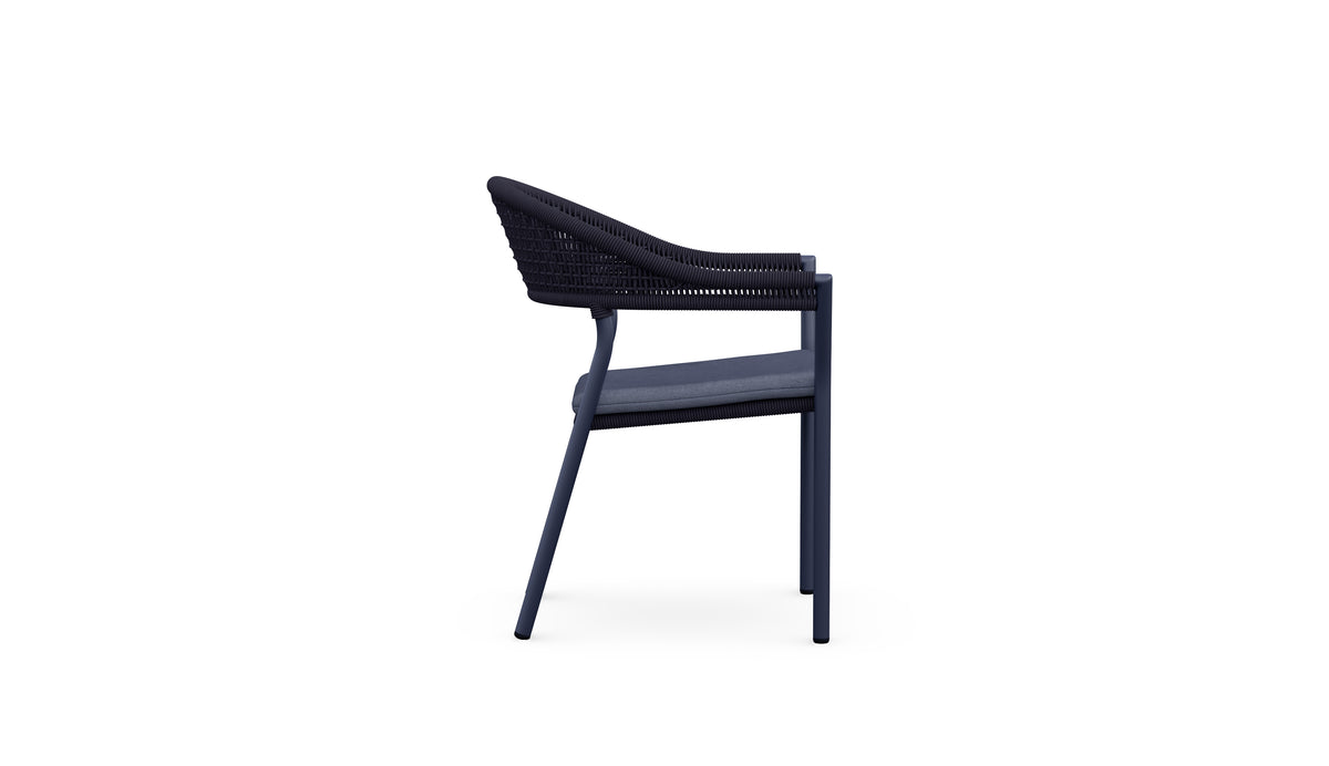Crete Stackable Dining Chair + Graphite Cushion Set of 6