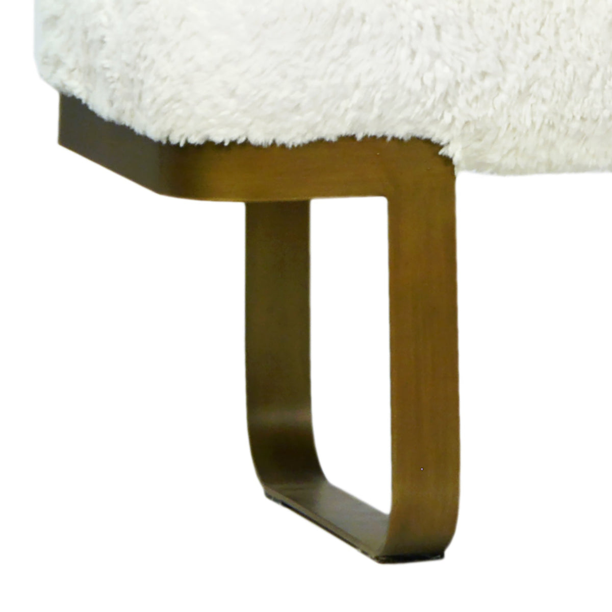 Tucker 64" White Sherpa Bench with Brass Finish Legs