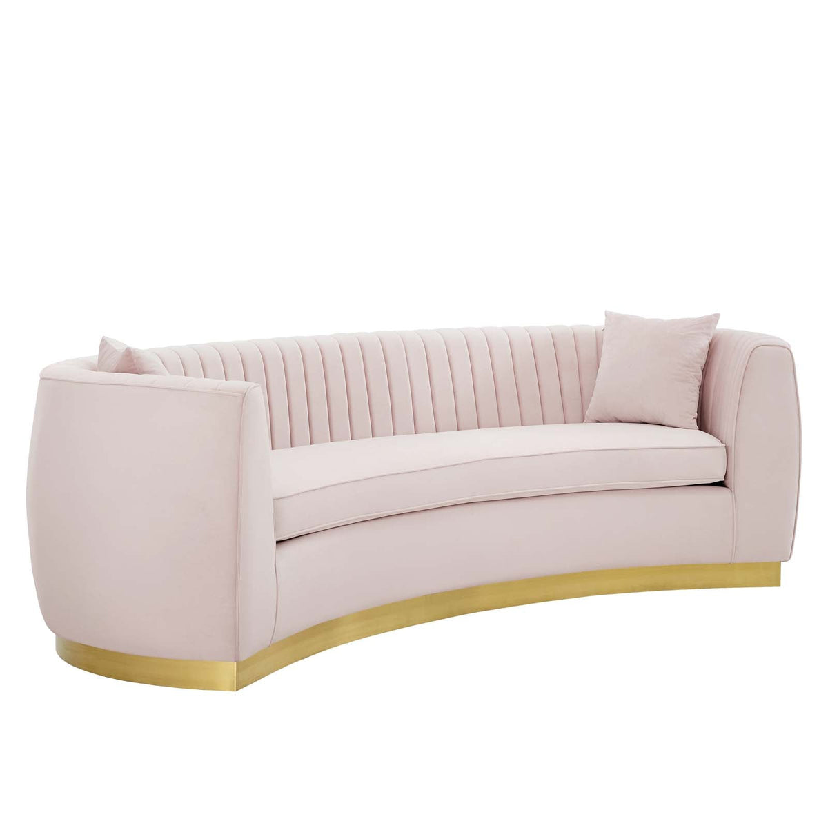 Enthusiastic Vertical Channel Tufted Curved Performance Velvet Sofa in
