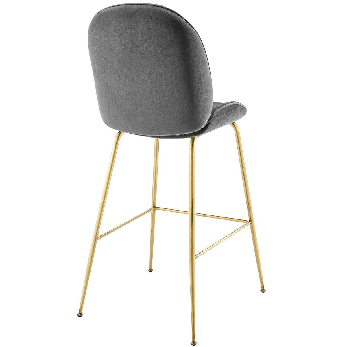 Scoop Gold Stainless Steel Leg Performance Velvet Bar Stool in Gray