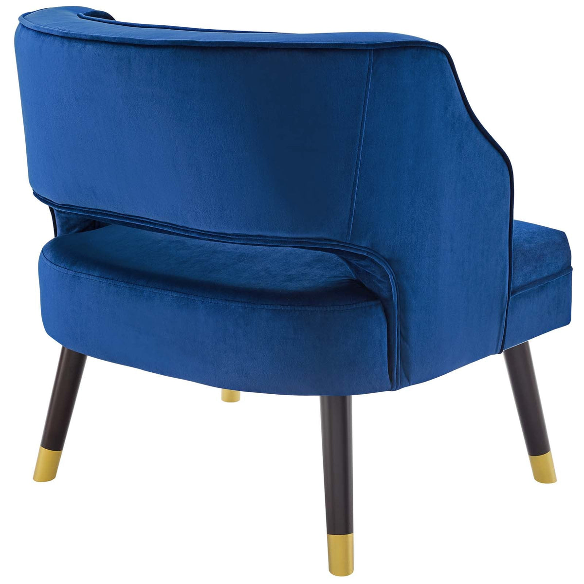 Traipse Button Tufted Open Back Performance Velvet Armchair in Navy
