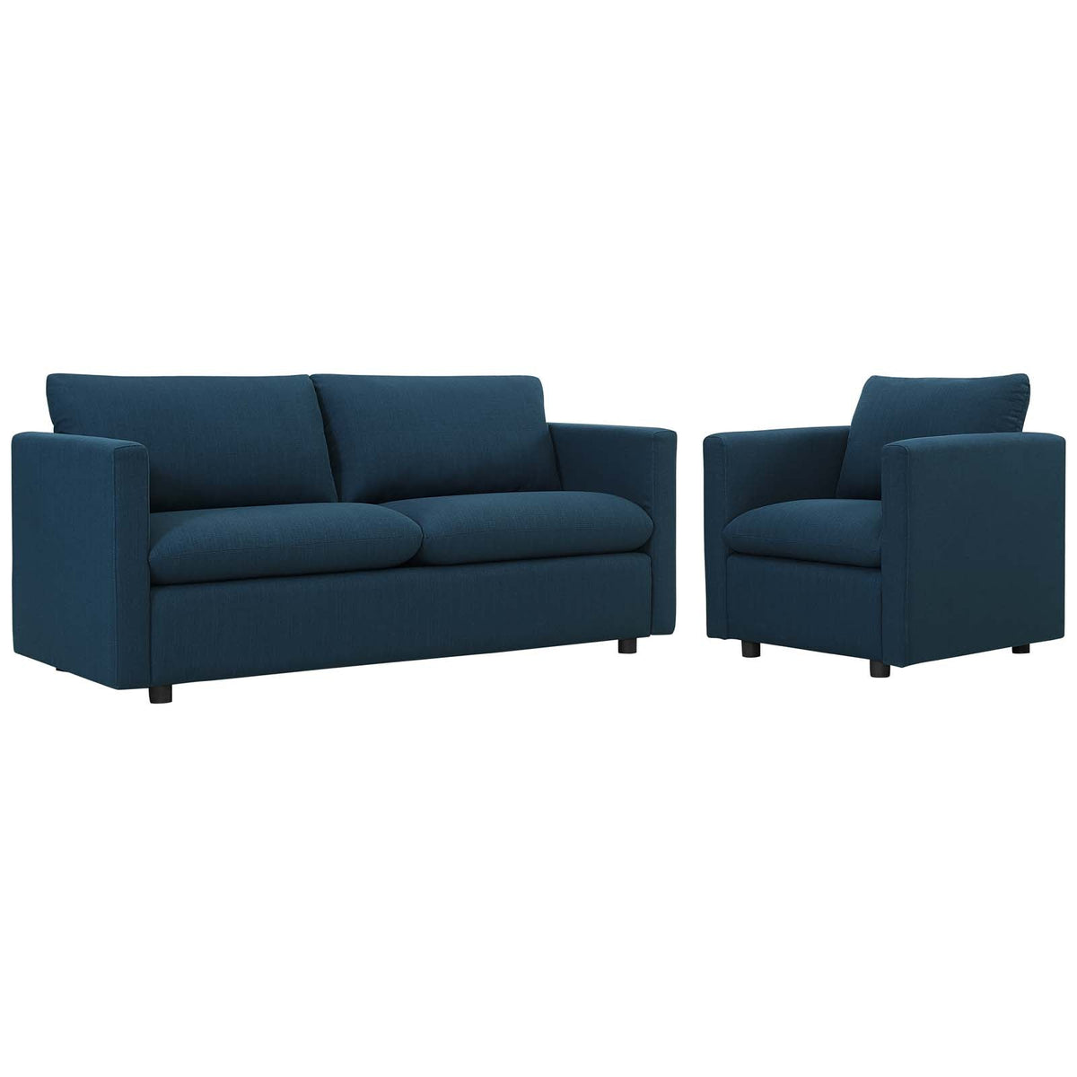 Activate Upholstered Fabric Sofa and Armchair Set in Azure