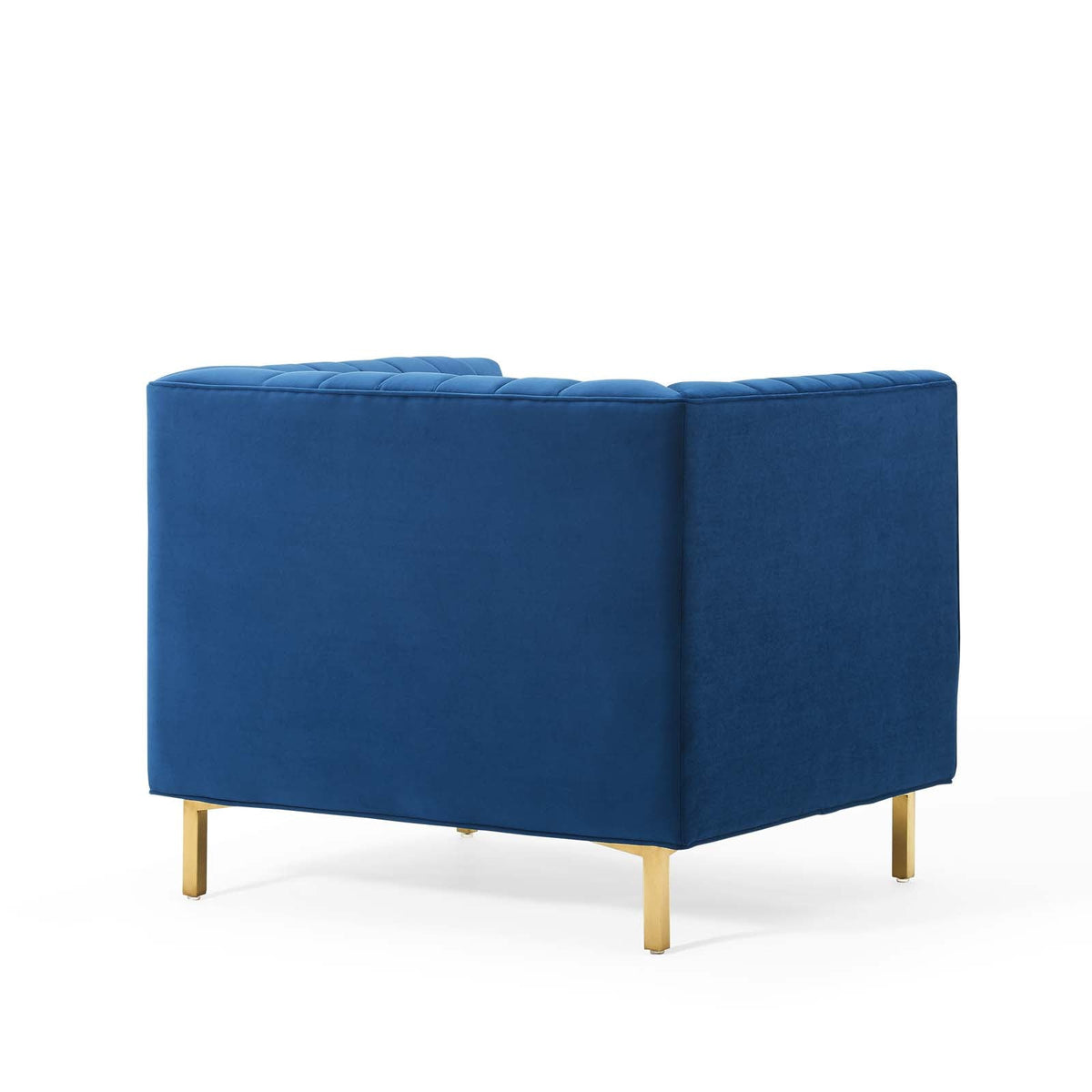 Shift Channel Tufted Performance Velvet Armchair in Navy