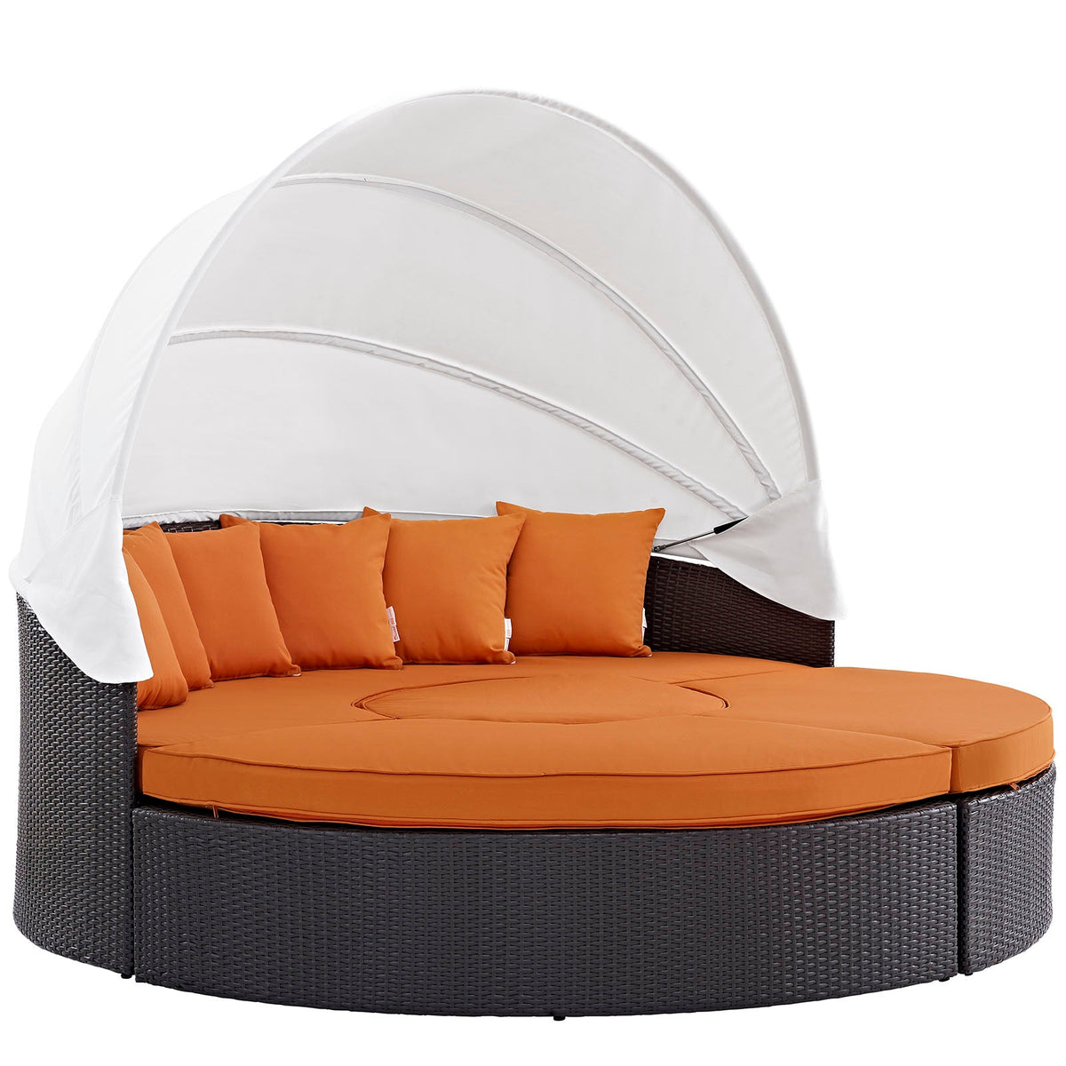 Quest Canopy Outdoor Patio Daybed in Espresso Orange
