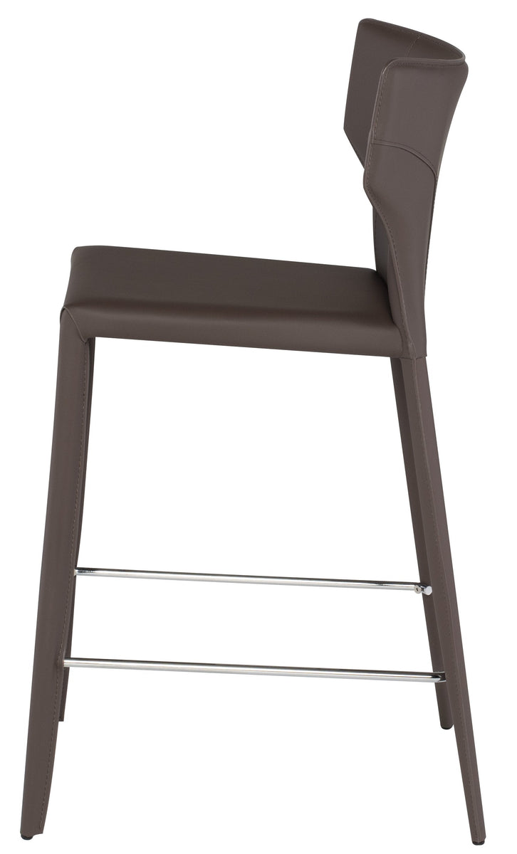 Wayne Counter Stool - Mink with Mink Leather Base