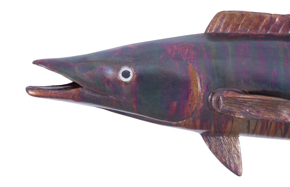 Wahoo Fish Wall Sculpture, Resin, Copper Patina Finish