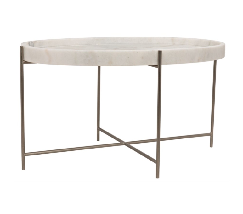 Che Cocktail Table, Antique Silver, Metal and Stone