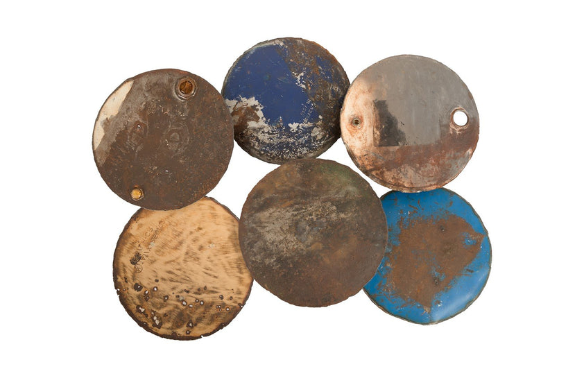 Reclaimed Oil Drum Wall Disc, Individual Pieces, Assorted Colors and D