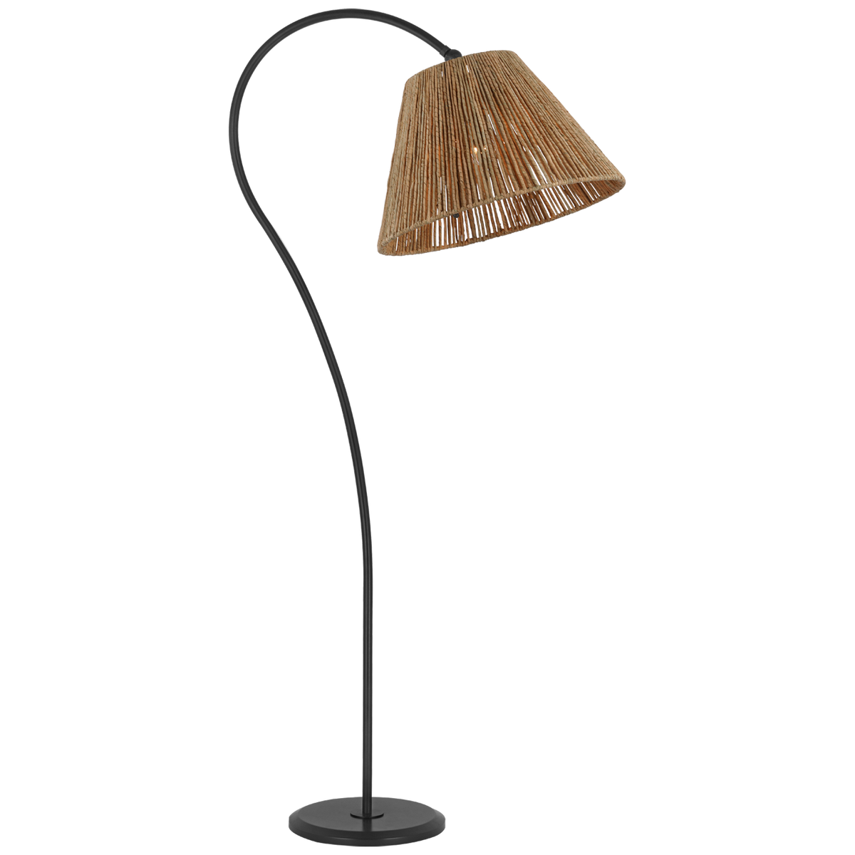 Dume Large Arched Floor Lamp - Aged Iron With Natural Abaca Shade by V