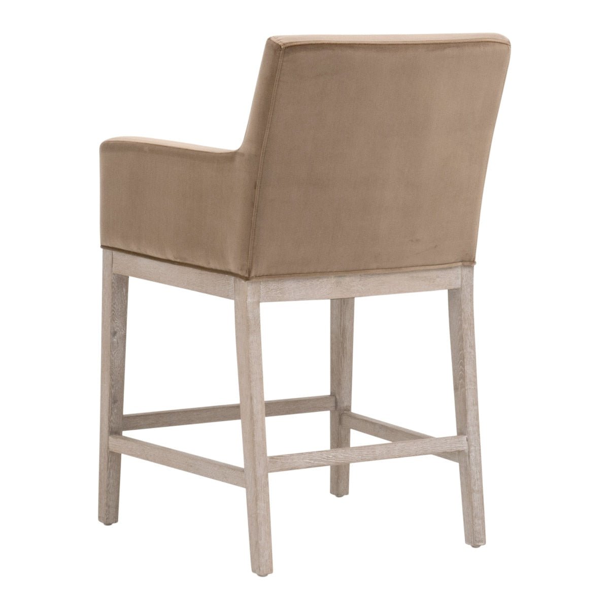Drake Counter Stool, Caramel Velvet, Natural Gray Oak