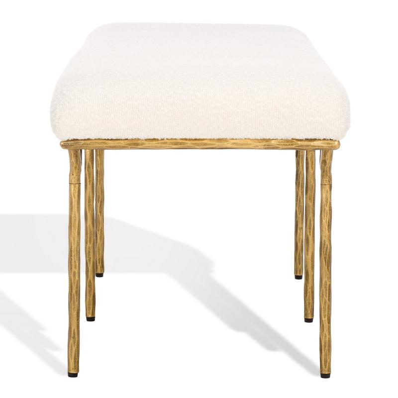 Marvin Boucle 48" Bench, Brass / Ivory