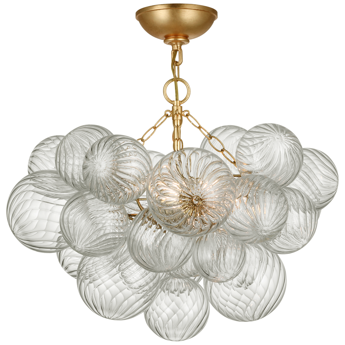 Talia Small Semi-Flush Mount - Gild And Clear Swirled Glass