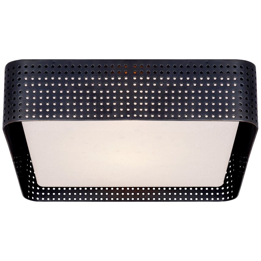 Precision Large Square Flush Mount - Bronze With Clouded Glass