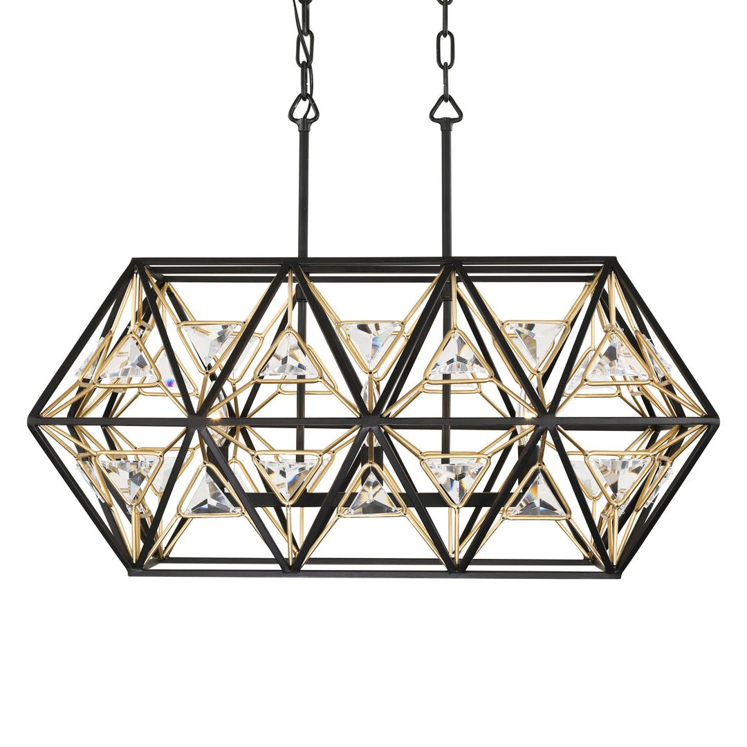 Marcia 3-Light Linear Pendant - Matte Black/French Gold