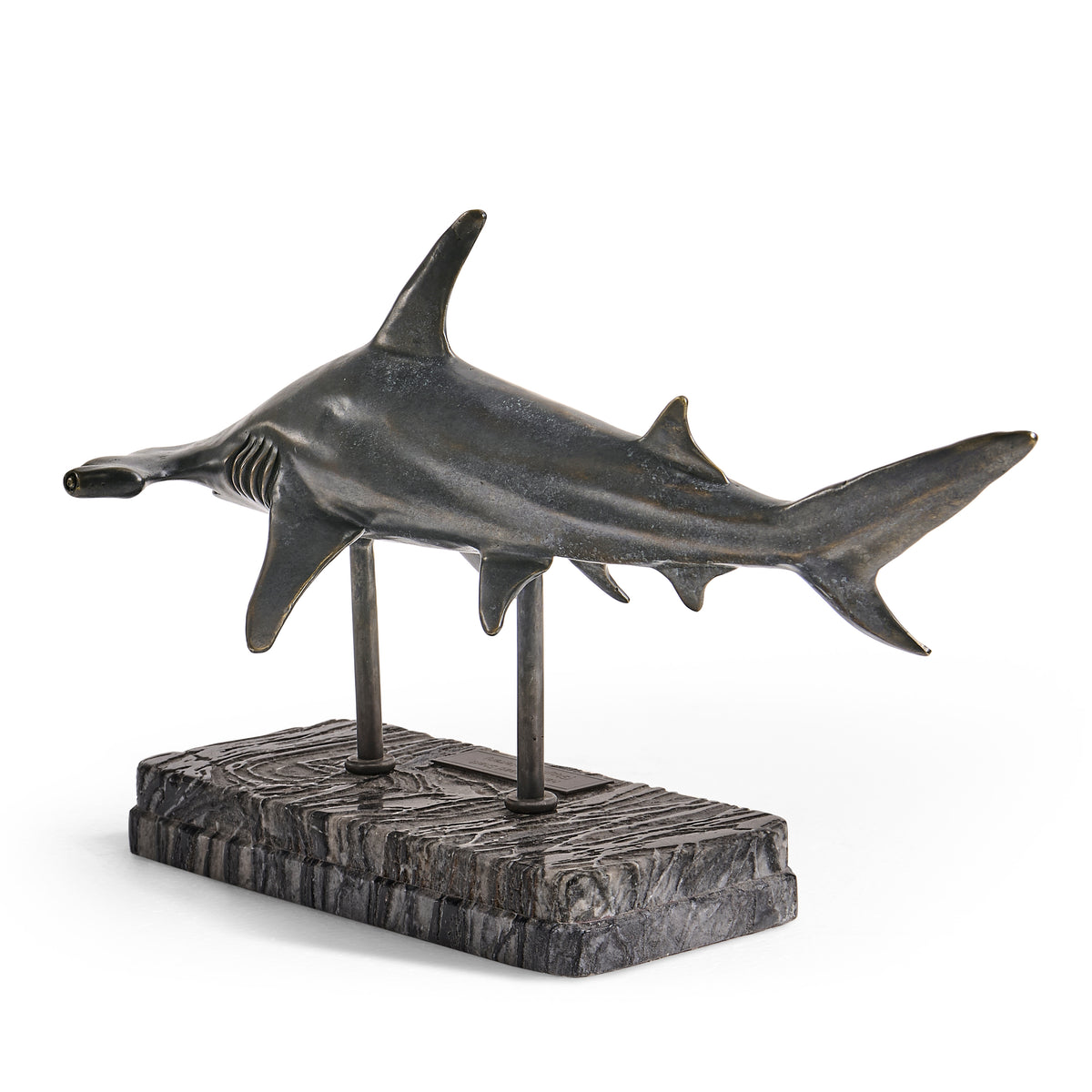 Glide Hammerhead Shark Bronze Statue with Marble Base