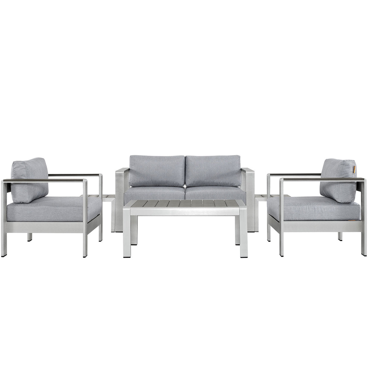 Shore 6 Piece Outdoor Patio Aluminum Sectional Sofa Set in Silver Gray