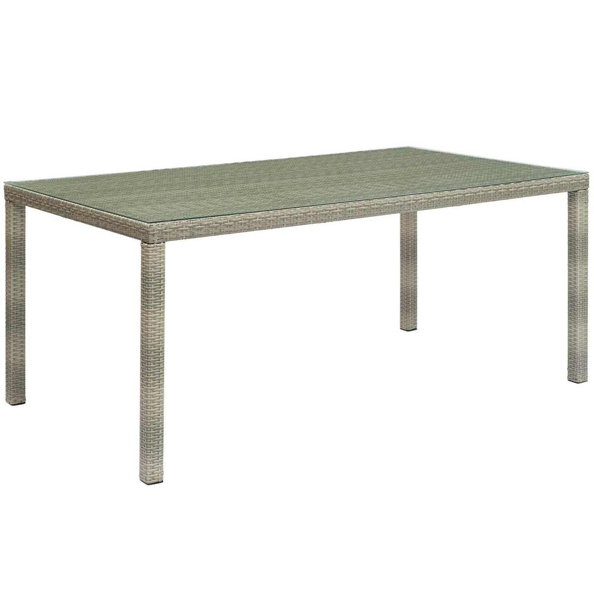 Conduit 70" Outdoor Patio Wicker Rattan Dining Table in Light Gray