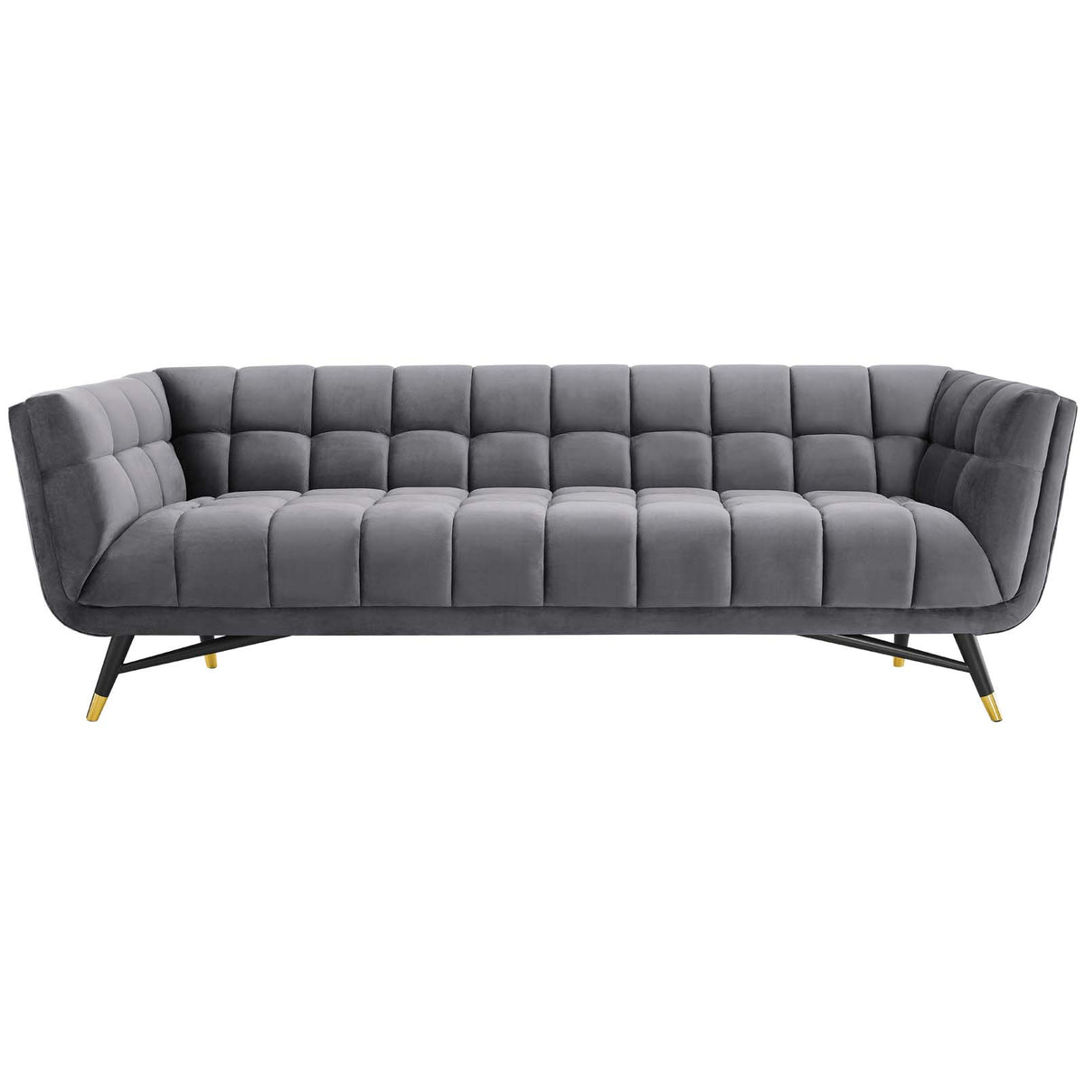 Adept Performance Velvet Sofa in Gray