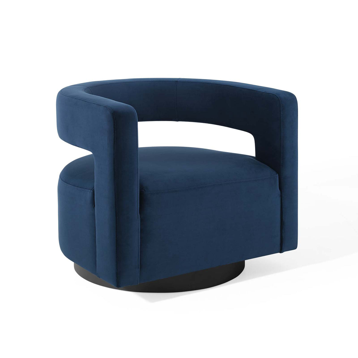 Spin Cutaway Performance Velvet Swivel Armchair in Midnight Blue