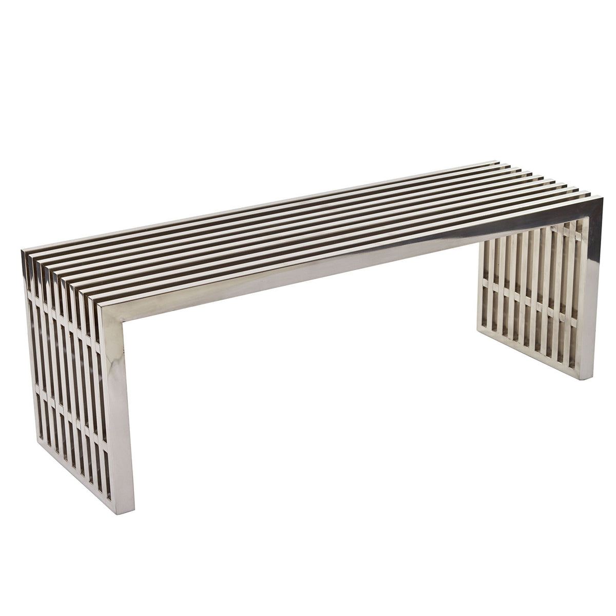 Gridiron Medium Stainless Steel Bench in Silver